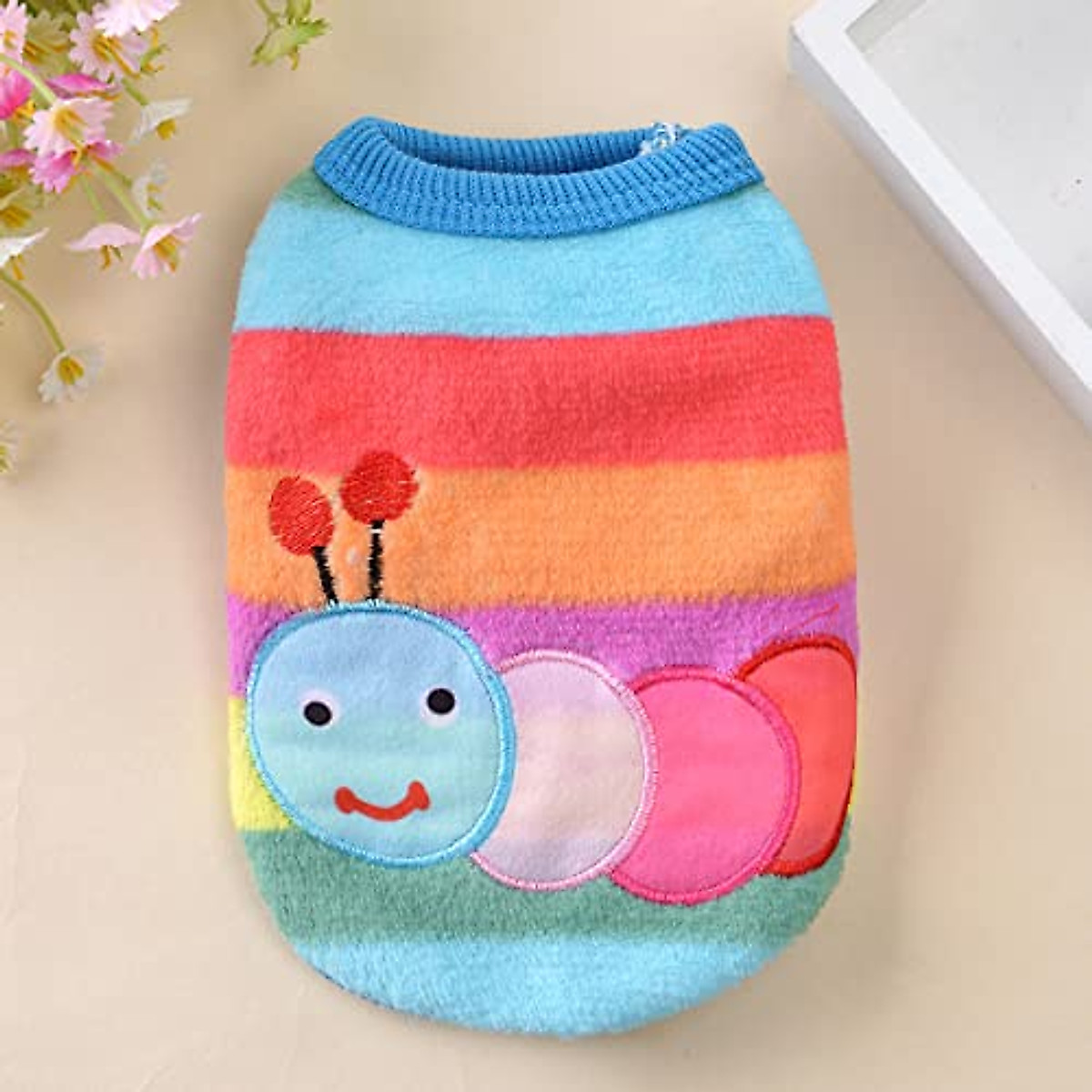 2pcs Vest T Caterpillar Dog Animals Chihuahua Small XXS Rabbit T- Shirt Cartoon Flannel Pet French Puppy Ferret Bunny for Warm Size - Outfit Shirt, Clothes Dogs Fleece