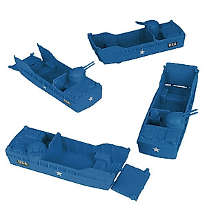 BMC Classic Marx Landing Craft - 4pc Blue Plastic Army Men Boat Vehicles