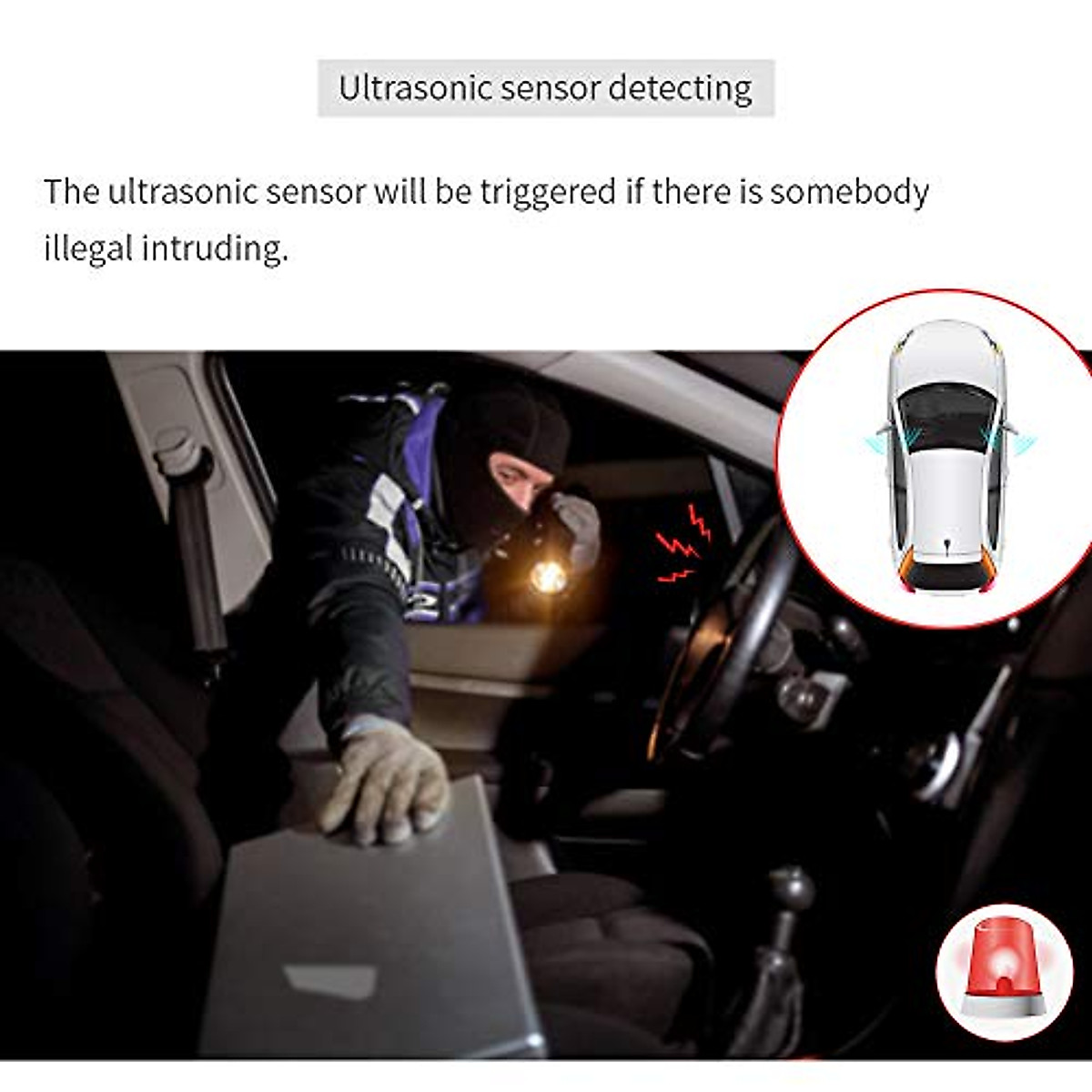 EASYGUARD EC203 2 Way car Alarm System with LCD Pager Display, ultrasonic Sensor & Shock Sensor DC12V