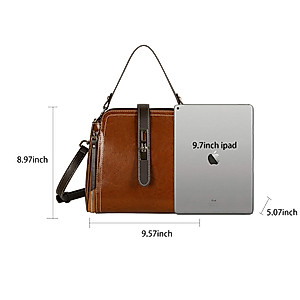 HESHE Leather Purses and Handbags Shoulder Bags Satchel Purses Ladies Pocketbook Bag Designer Crossbody Bags (Brown)