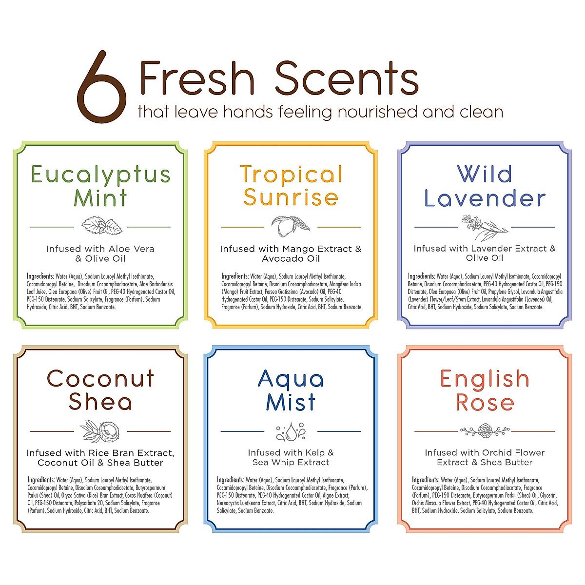 Life Is Pure, 6 Fresh & Soothing Scents, Variety Pack, Liquid Hand Soap, 12.5 fl oz