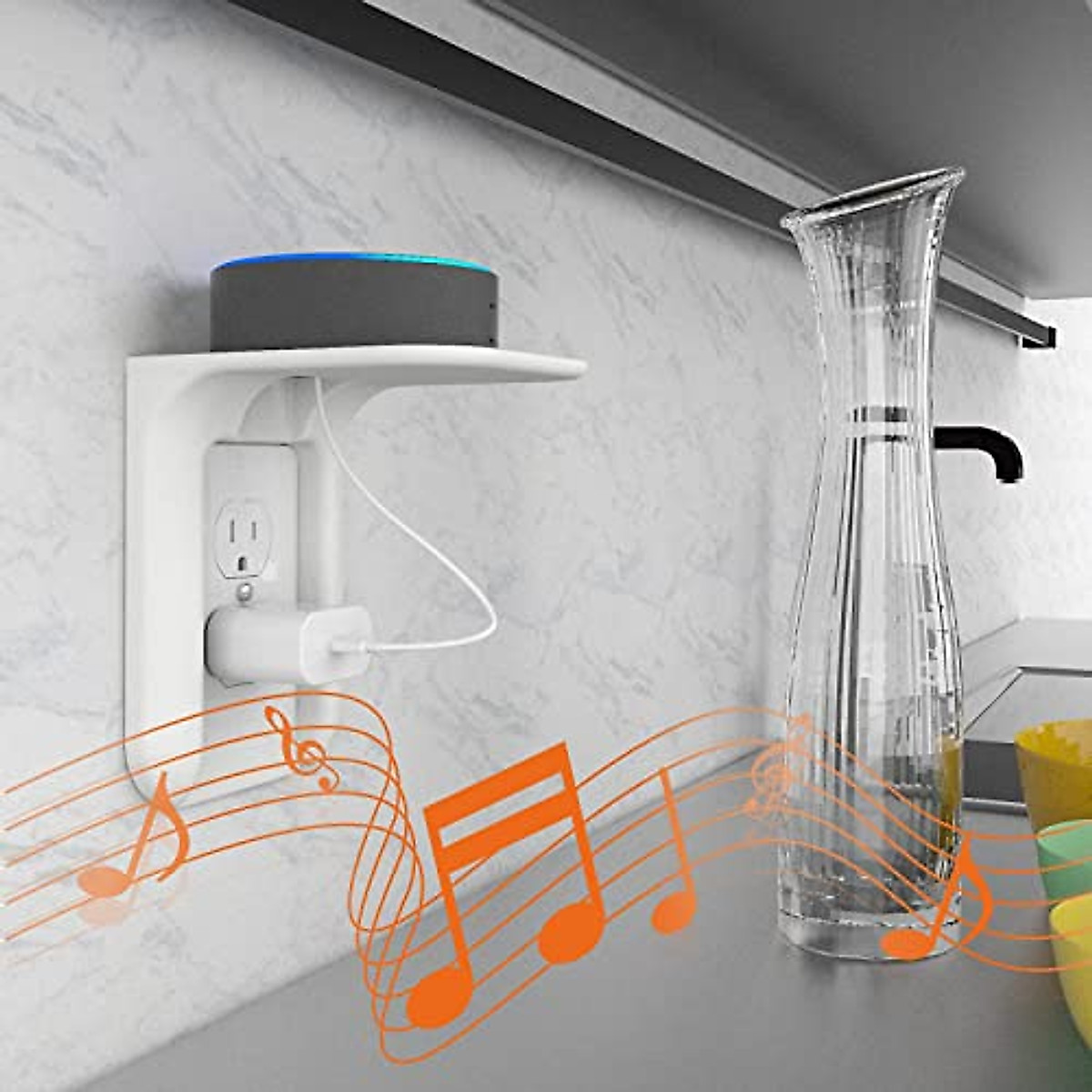 WALI Outlet Shelf Wall Holder, Standard Vertical Duplex Decorative Outlet Space Saving for Smart Home Speakers Anything up to 10lbs, Easy Install with in a Minute (OLS001-W), 1 Pack, White