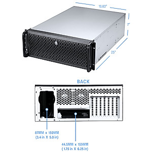 Rosewill 4U Server Chassis Rackmount Case | 15 3.5" HDD Bays | E-ATX Compatible | 6 Front 120mm Fans, 2 Rear 80mm Fans | 2X USB 3.0 | Front Panel Lock and Key | Silver/Black - RSV-L4500U