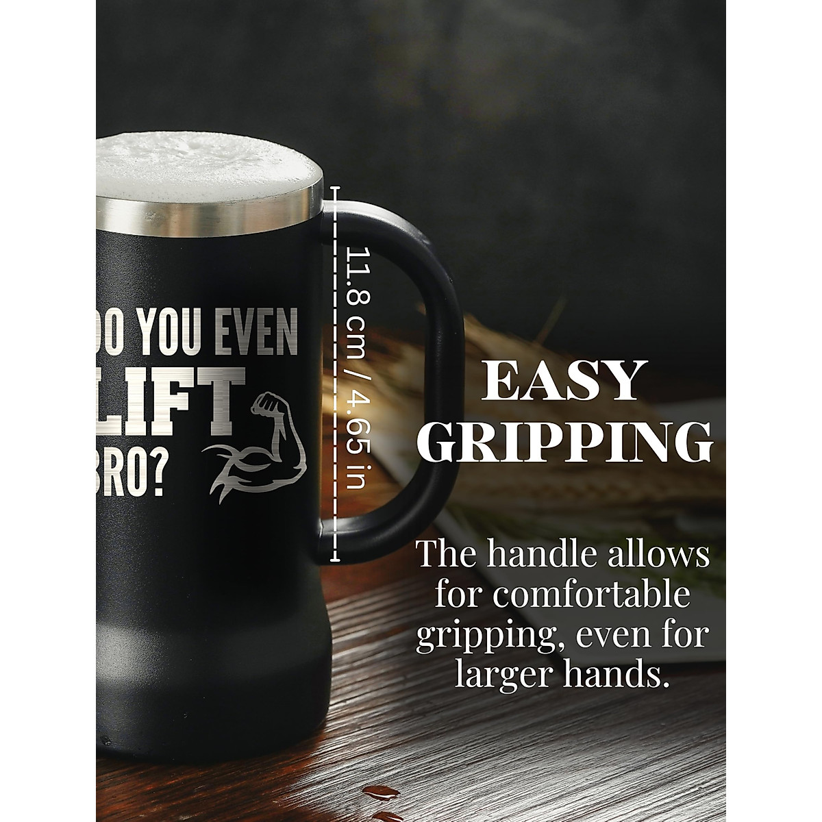 Onebttl Workout Gifts for Men, Gym Rat Exercise Lifting Gift, Funny Stainless Steel Beer Stein Tumbler, 24oz Beer Mug with Lid - Do You Even Lift