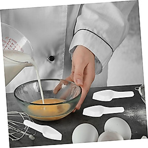 ROMISBABA 10pcs Weighing Spoon Plastic Weighing Sample Scoop Ice Scooper Popcorn Scooper Plastic Scoop Ice Scoop Plastic Ice Cube Scoop for Freezer Bin Plastic Spoons Scoop Shovel White Pp