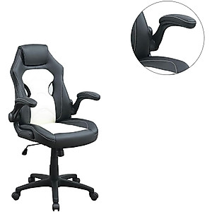 Aienid Fabric Black White Office Chair Upholstered 1Pc Comfort Chair Relax Gaming Office Chair Work