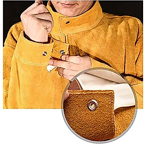 Cylele Mgg Overalls Cowhide Welding Suit Denim Breathable Welder Protective Suit,Brown,3XL