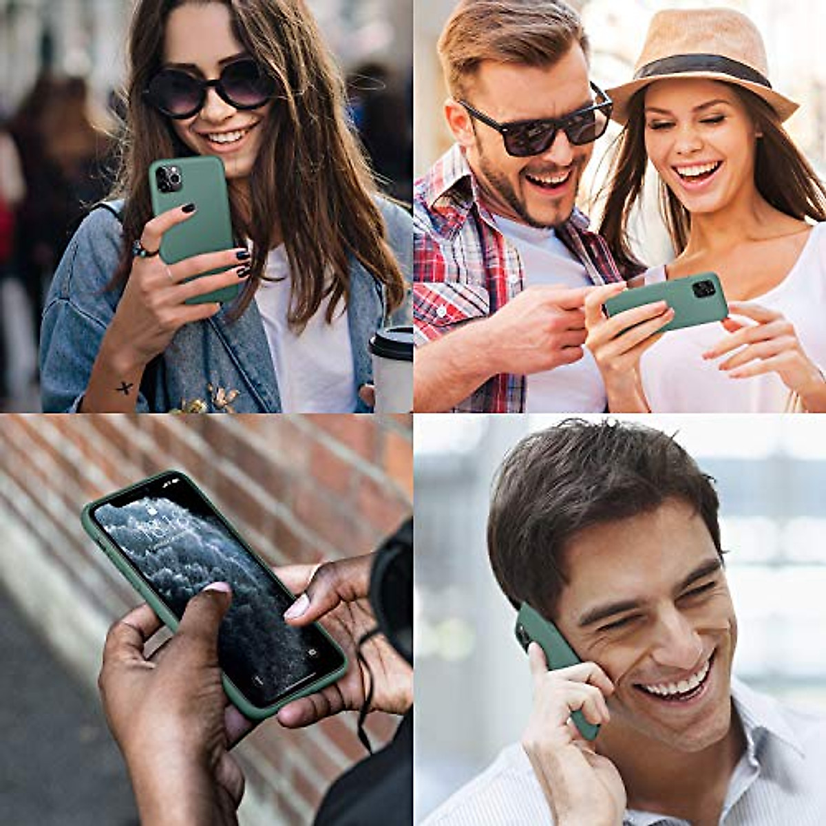 DTTO Compatible with iPhone 11 Pro Case, [Romance Series] Full Covered Silicone Cover [Enhanced Camera and Screen Protection] with Honeycomb Grid Cushion for iPhone 11 Pro 5.8" 2019,Midnight Green