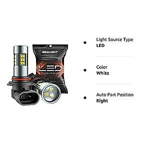 SEALIGHT 9006 Fog Lights LED Bulb, 9006 Hb4 LED Fog Light Bulbs 1:1 Size 9006 Bulb Plug And Play, 6000k Xenon White Light Pattern, Pack of 2