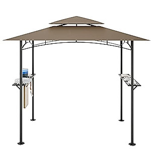 8 x 5 FT Grill Gazebo BBQ Patio Shelter Canopy Easy Set-up Grill Tent with Air Vent Double Tiered Barbecue Canopy Tent BBQ Gazebo Outdoor Canopy for Patio Garden Beach Backyard