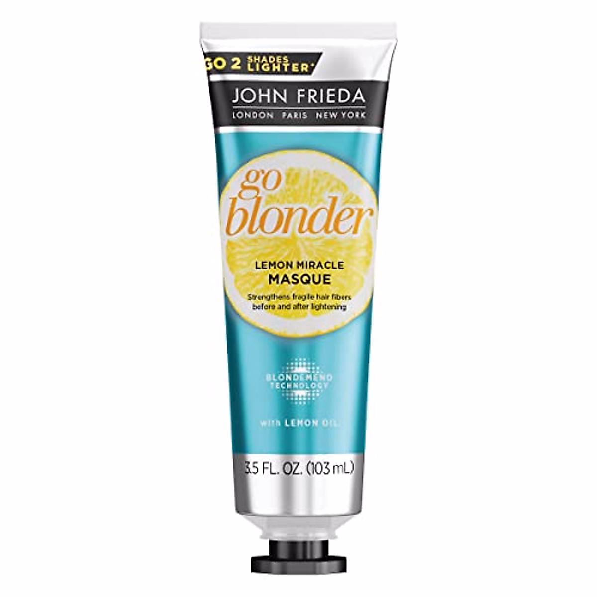 John Frieda Go Blonder Lemon Miracle Masque, In-shower Hair Treatment, Helps Strengthen Lightened Hair Fibers, 3.5 Ounce