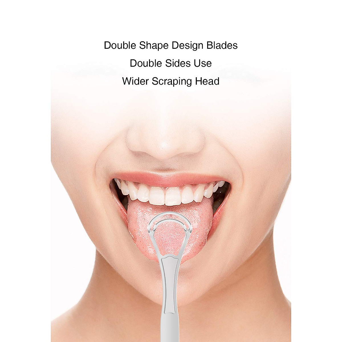 JOSALINAS 2PCS Tongue Cleaners Wide-head Double Blades Scrapers For Oral Care, Rose Gold Color