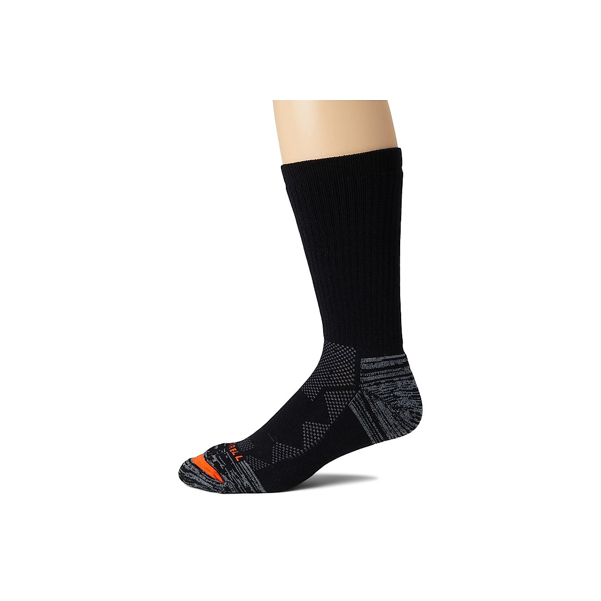 Merrell Standard Premium Wool Work Crew Socks-Unisex Arch Support Band and Breathable Mesh Zones, Black, M/L (Men's-9.5-12 /-Women's-10-13)