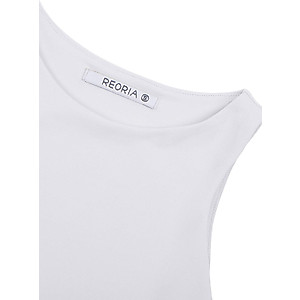 REORIA Women's Sexy Sleeveless High Neck Racerback Cropped Tank Tops Cute Teen Girls Halter Neck Crop Tops Vest White Small