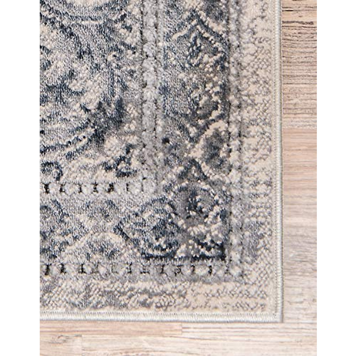 Unique Loom Chateau Collection Victorian, Textured, Vintage, Traditional, Distressed Area Rug, 10 ft x 14 ft (5 in), Navy Blue/Ivory