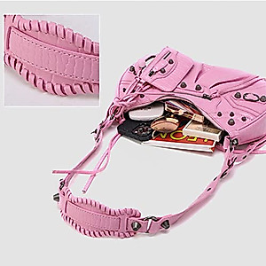 Women Punk Style Rivet Satchels Handbags PU Leather Shoulder Crocodile Pattern Shoulder Bag With Mirror And Card Hobo Bags