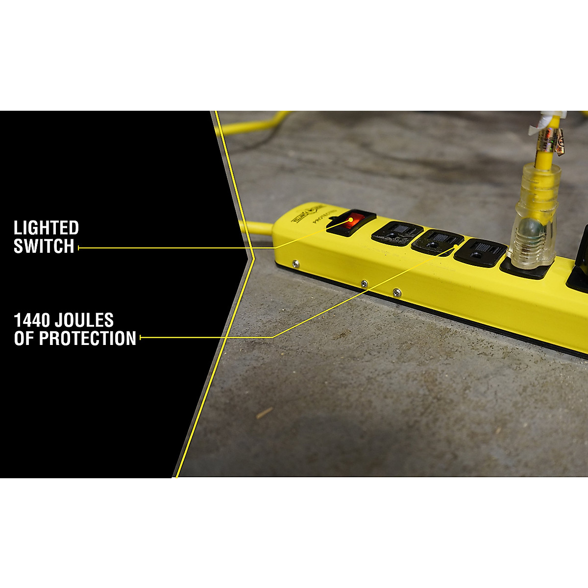 Yellow Jacket 5138N 5138 Metal Surge Protector Strip with 6 Outlets and 15 Foot Cord; Ft