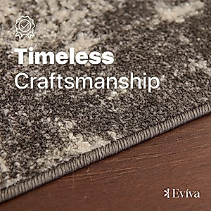 Eviva 5X7 Area Rugs for Living Room Polypropylene - Turkish Living Room Rugs Grey - 5x7 Area Rug for Bedroom W/Stain-Resistant - Grey Rugs for Living Room - Carpet for Bedroom - in Gray and White