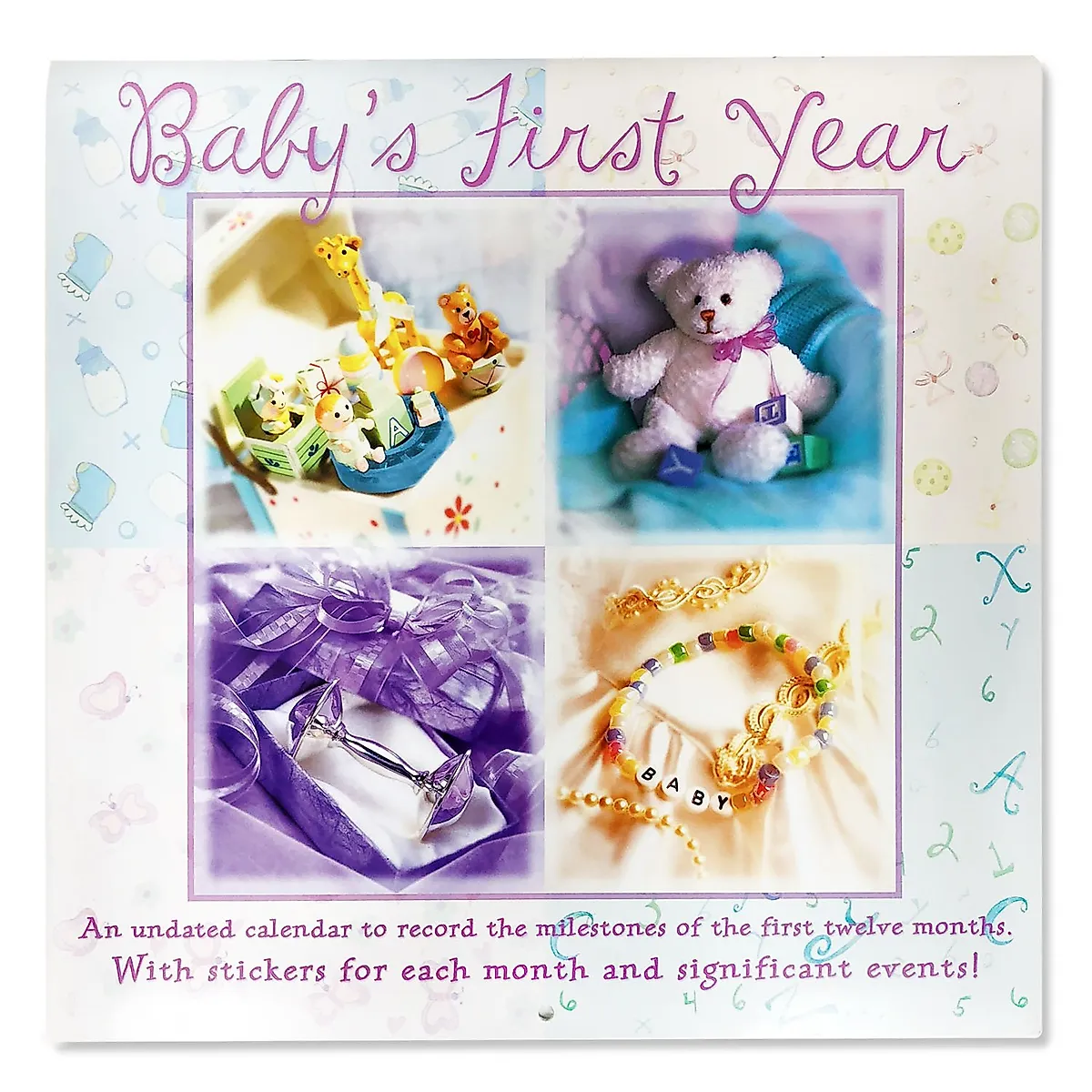 DateWorks Baby Calendar First Year with Stickers – Premium Baby First Year Calendar with 80 Milestone Stickers – 0-12 Months First Year Keepsake Calendar for Boys and Girls