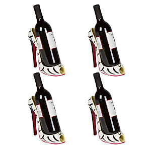 Hilarious Home High Heel Wine Bottle Holder - Stylish Conversation Starter Wine Rack (Zebra Print, Set of 4)