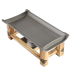 Grill Plate Non Stick Barbecue Plate Picnic Pan Cookware With Portable Stove Aluminum and Wooden Frame BBQ Griddle for Home or Hotel(30 cm)