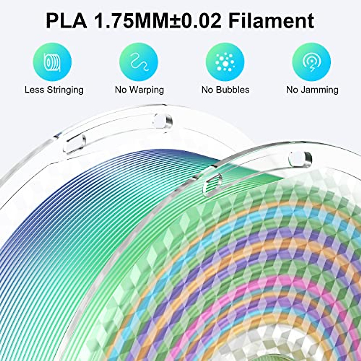 ENTINA 3D PLA Filament Multi Color Rainbow, 1kg 2.2lbs 1.75mm Dimensional Accuracy +/- 0.02mm, Color Change 3D Printing Filament for X40 3D Printers