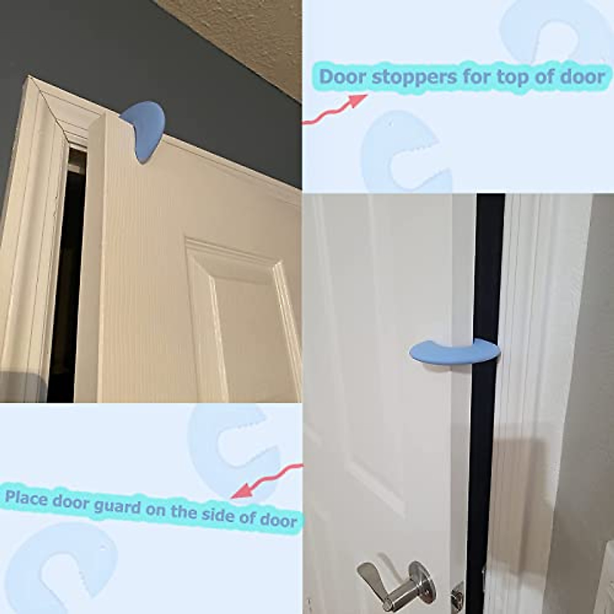 Roeoi Silicone Finger Pinch Guard (4 Pack). Baby Proof Door Pinch Guard and Door Slam Stopper.(Blue)