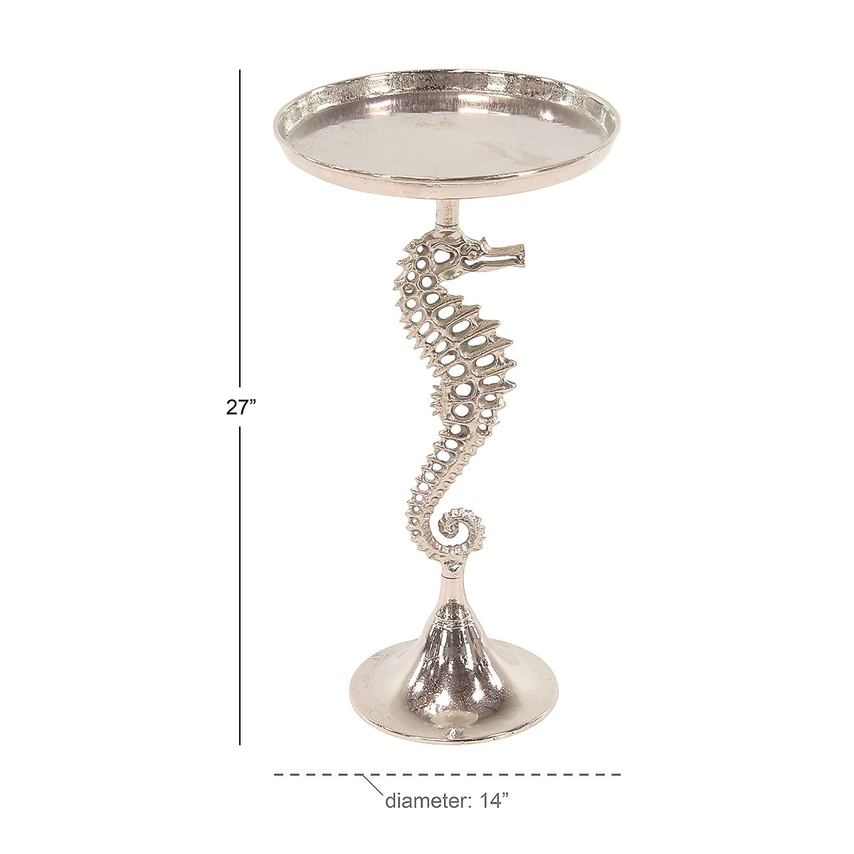 Deco 79 Coastal Aluminum Accent, Side Table 14" x 14" x 27", Silver