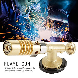 A sixx Flame Gun, Professional Portable Brass Kitchen Cooking Gas Butane Culinary Manual Torch Welding BBQ Flame Gun for Camping Home Culinary School