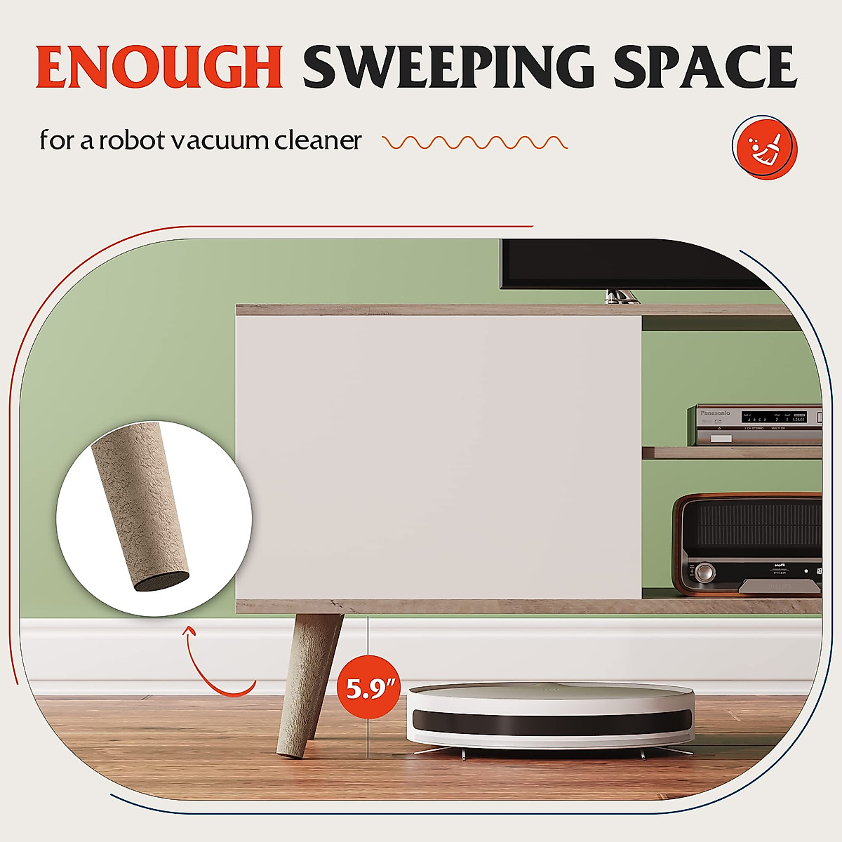 WLIVE TV Stand for 55 60 inch TV, Boho Entertainment Center with Storage Cabinets, TV Console for Living Room Decor, Greige White