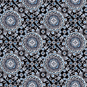 Vera Bradley Women's Cotton Lanyard, Charcoal Medallion, One Size