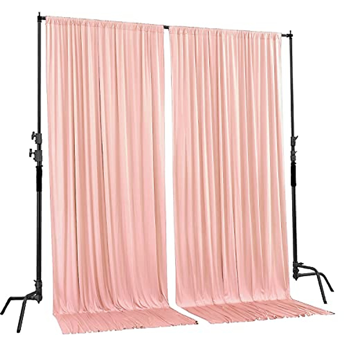 AK TRADING CO. 10 feet x 10 feet Polyester Backdrop Drapes Curtains Panels with Rod Pockets - Wedding Ceremony Party Home Window Decorations - Blush Pink (DRAPE-5x10-BLUSH)