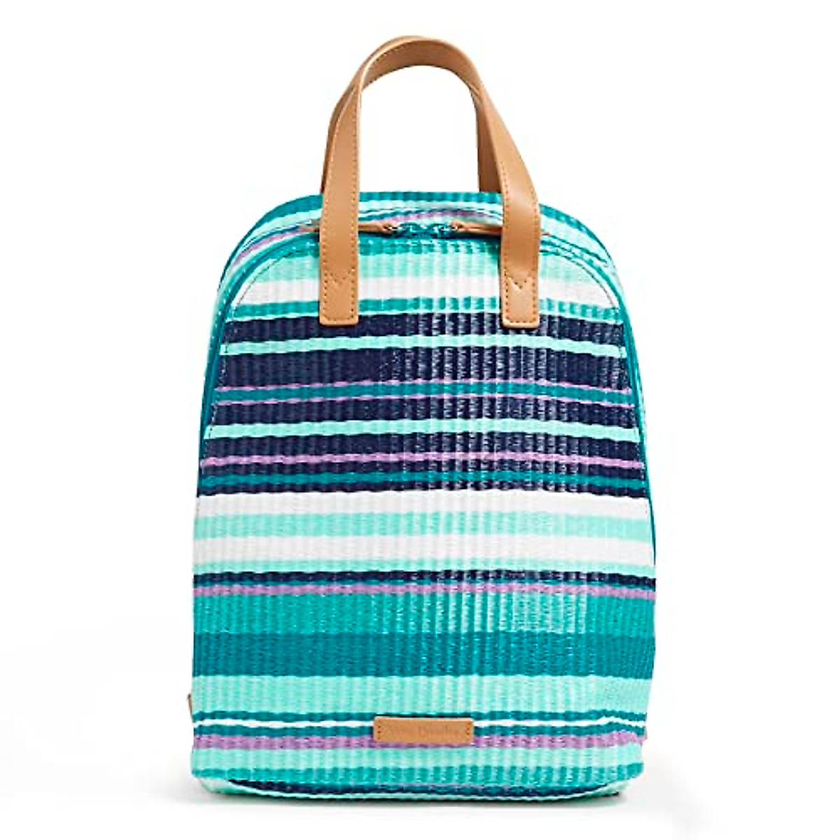 Vera Bradley Women's Straw Mini Beach Totepack Backpack, Spring Mint Stripe, One Size