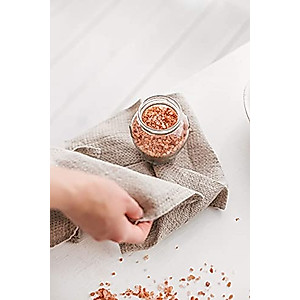 Pure 100% Linen Dish Towels - Set of 2 Linen Kitchen Towels Waffle Weave Natural Color - 13 x 29-inch Soft Lightweight Stone-Washed Linen Hand Towels - Quick-Dry Linen Tea Towel - Kitchen Linens