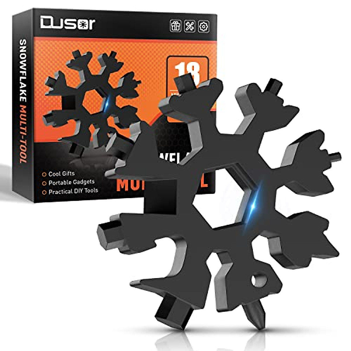 Gifts for Men, 18-in-1 Snowflake Multitool, Cool Gadgets Tools for Men, Camping Accessories, Gifts for Him, Boyfriend, Dad, Husband, Grandpa, Birthday Gifts for Men Who Have Everything (Black)