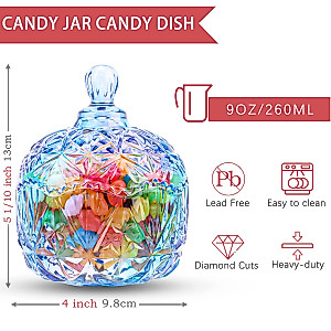 Danmu 1Pc Colorful Glass Storage Jar, Candy Jar with Lid, Cookie Jar, Jewelry Box Buffet Jar Biscuit Containers Color B(260ml / 9oz)