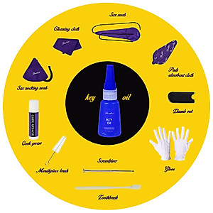 Saxophone Cleaning Kit, Alto Saxophone Maintenance Cleaning Kit with Key Oil, Cork Grease, Cotton Swabs, Cleaning Cloth, Thumb Rest, Mouthpiece Brush, Etc.