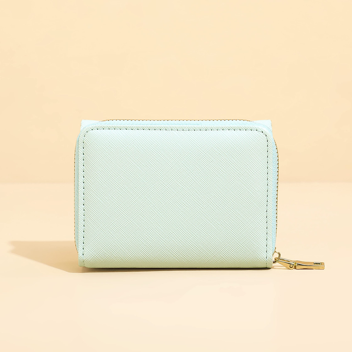 JIUFENG Women's RFID Blocking Short Wallet Multi Purpose Zipper Folded Purses Coins Pouches Multi-card Position Card Organizer (Green)