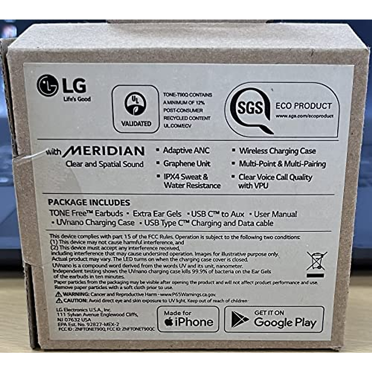 LG TONE Free True Wireless Bluetooth Earbuds T90 - Adaptive Active Noise Cancelling Earbuds with Dolby Atmos, Black, Small