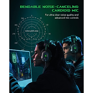 Black Shark Gaming Headset with Noise Canceling Cardioid Mic, Gaming Headsets for PC, PS4, PS5, Xbox, Switch, 50mm Dynamic Drivers, Over-Ear Gaming Headphones with Microphone & LED Light