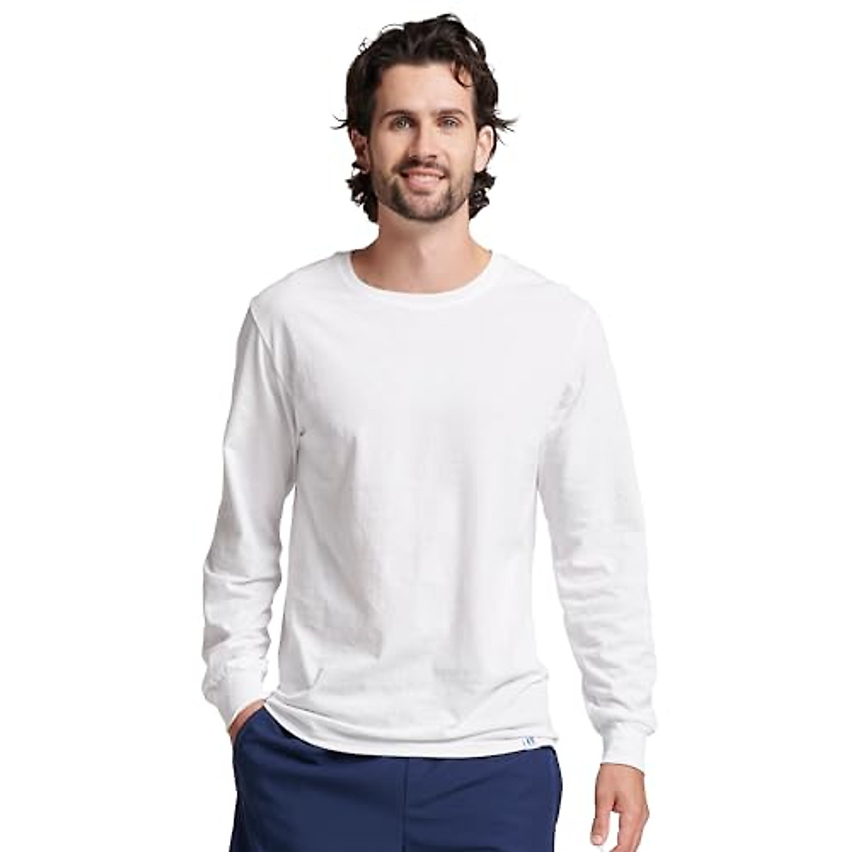 Russell Athletic Mens Cotton Performance Long Sleeve T-Shirt, White, 3XL