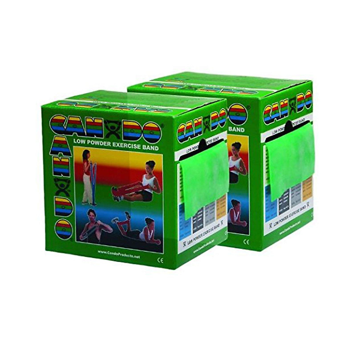 CanDo 100 Yard Roll Band Twin-Paks, Medium, Latex, Green