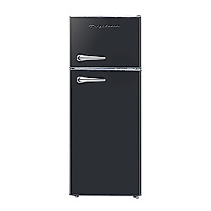 Frigidaire EFR786-BLACK EFR786 Retro Apartment Size Refrigerator with Top Freezer-2 Door Fridge with 7.5 Cu Ft of Storage Capacity, Adjustable Spill-Proof Shelves, Door & Crisper Bins, Black