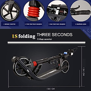 WRRAC-Trampolines Sport Pro Scooter Stunt Kick Scooters with Brake and Suspension Light Frame Big 200mm Wheel Durable Push Scooter for Adults, Kids and Teens, White