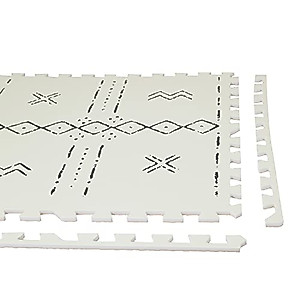 Clevr Extra Large Interlocking EVA Foam Baby Play Mat Soft Stylish Non-Toxic Kids Toddler Play Floor Tiles Mats with Edges 6 pcs 6'x4' Mudcloth Style (Light Beige)