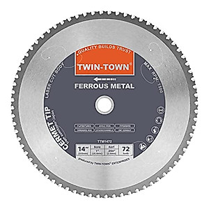 TWIN-TOWN 14-Inch 72 Teeth Dry Cut Steel and Ferrous Metal Cermet Saw Blade with 1-Inch Arbor