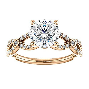 FACETS JEWELS 2.35 TCW Colorless Round Cut Moissanite Diamond Side Stone Engagement And Wedding Ring For Woman Valentine Gift