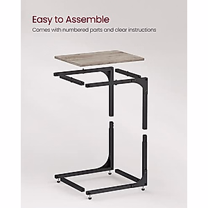 VASAGLE C-Shaped End Table Set of 2, Small Side Table for Couch, Sofa Table with Metal Frame for Living Room, Bedroom, Bedside, Greige and Black