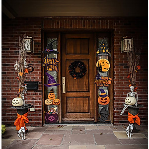 Halloween Porch Signs Paper Happy Halloween Hanging Door Sign for Halloween Gate Garden Front Door Home Outdoor Yard Party Decor Supplies
