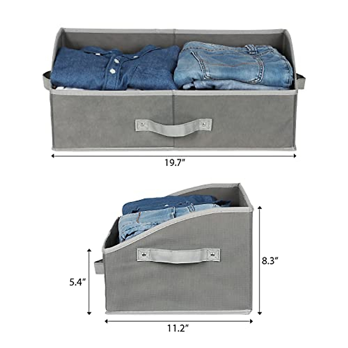 Kntiwiwo Closet Storage Bins Trapezoid Storage Basket, Fabric Storage Bins for closet shelves, Foldable Closet Organizers and Storage Baskets Box with Handles for Bedroom Office,Gray, 4-Pack